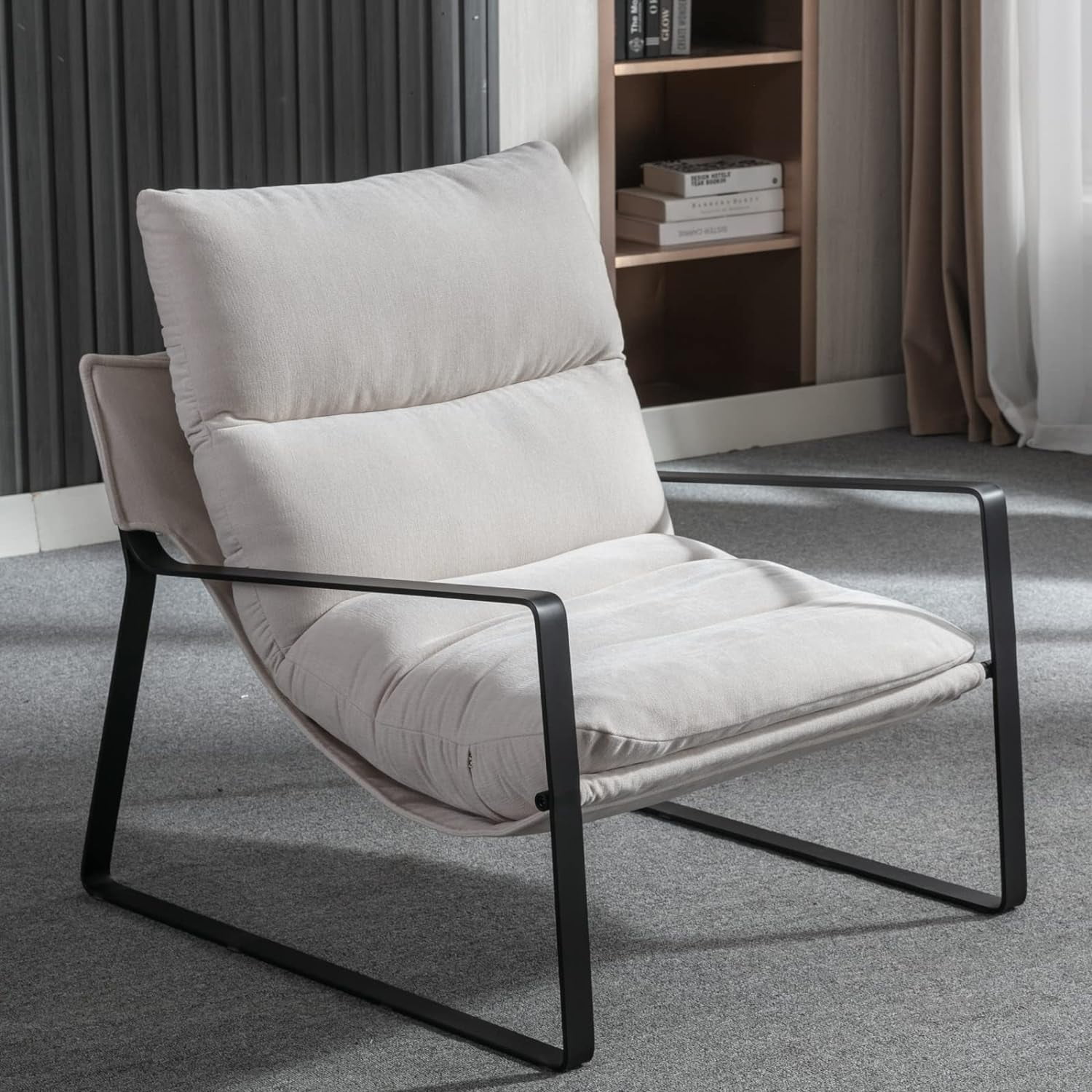 Mid-Century Accent Chair, Side Chair with Armrest Chenille Fabric ...