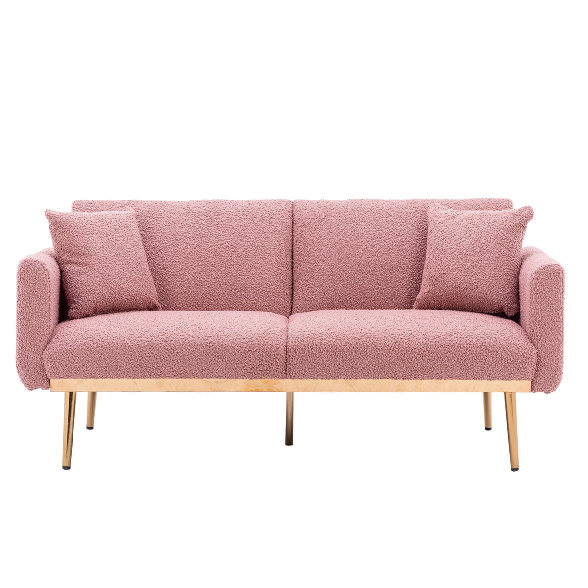 Mid Century Accent Sofa, Loveseat Sofa with Rose Gold Metal Feet ...