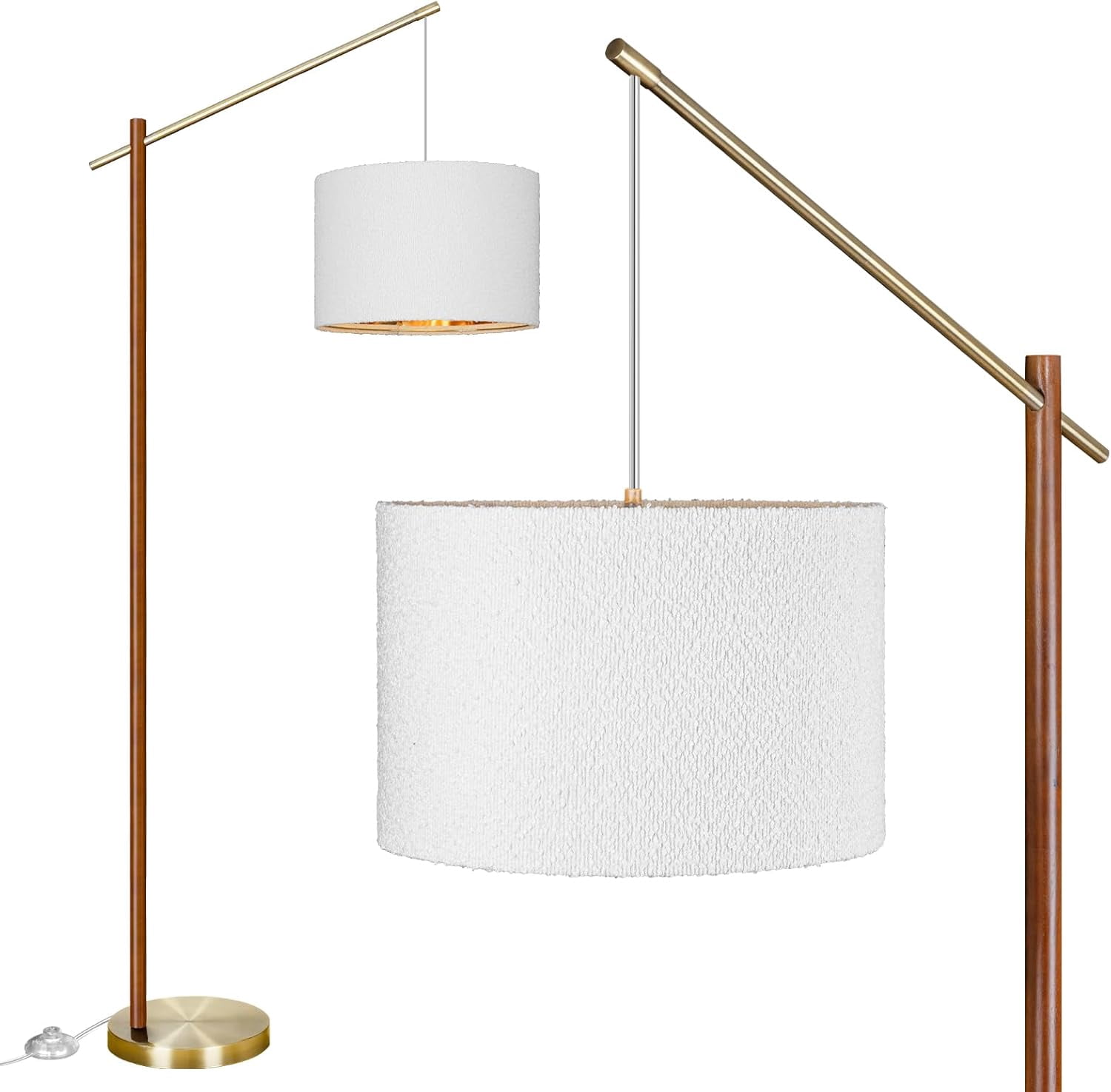 Mid-Century Arc Floor Lamp (68") - Dimmable Adjustable Corner Lamp with ...