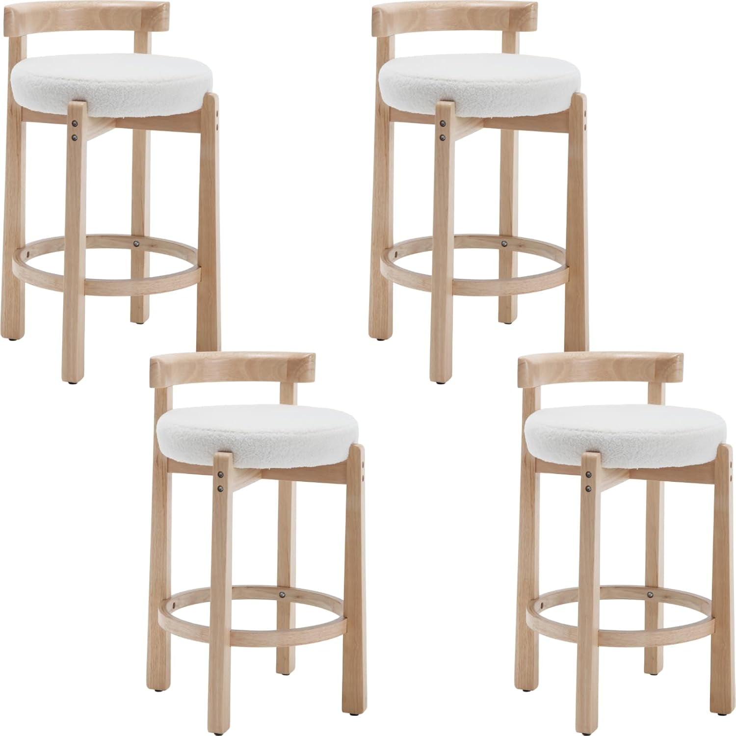 Mid-Century Bar Stools Set of 2 30.25 Inch Sherpa Counter Height ...