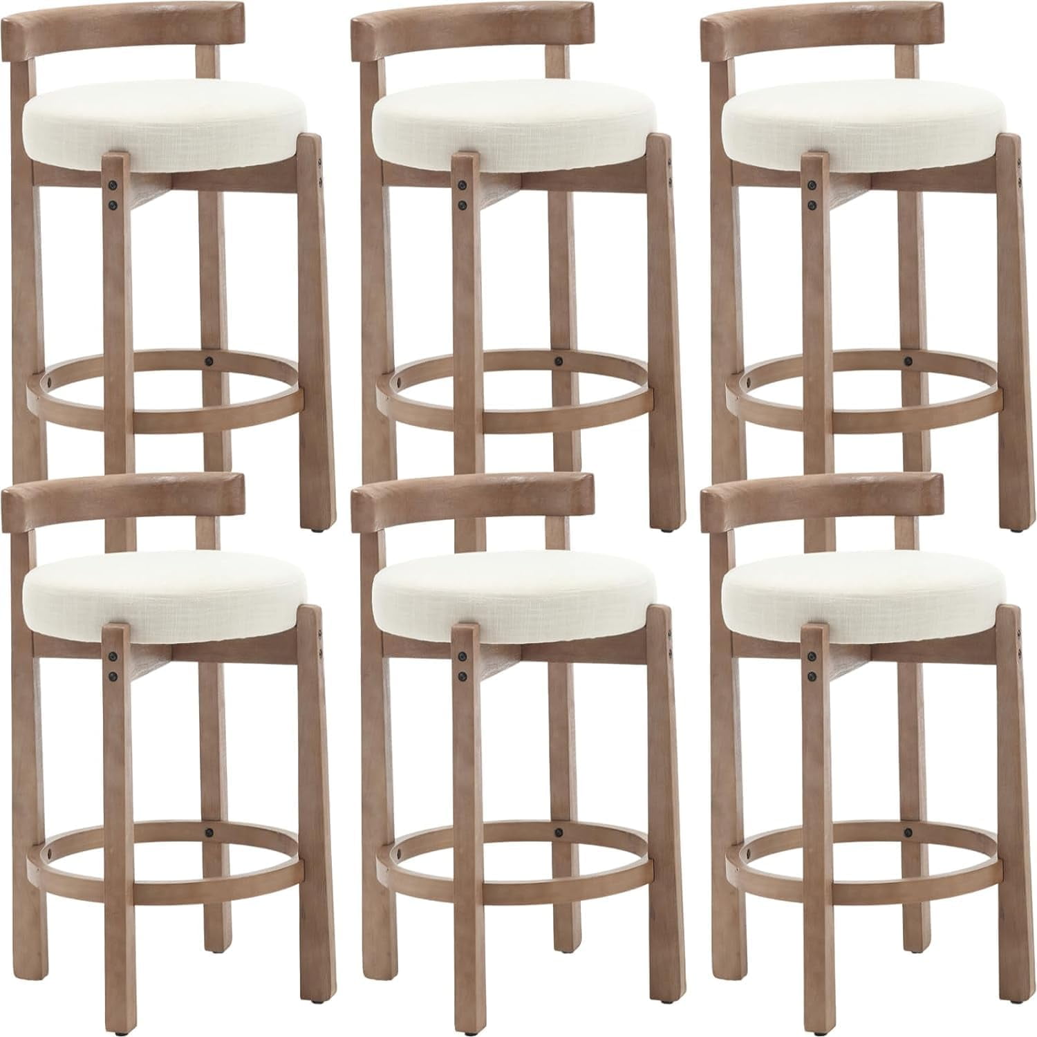 Mid-Century Bar Stools Set of 2 30.25 Inch Sherpa Counter Height ...