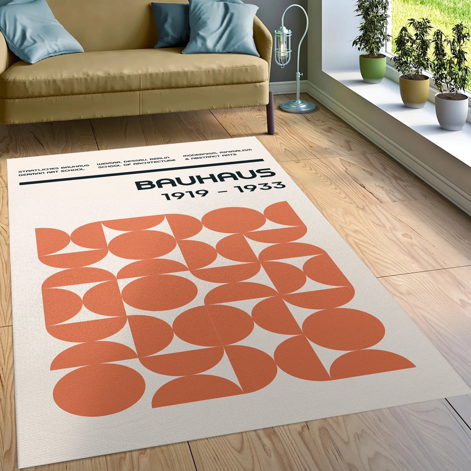 Mid Century Bauhaus Poster Geometric Rug Living Room Bedroom Art rative ...