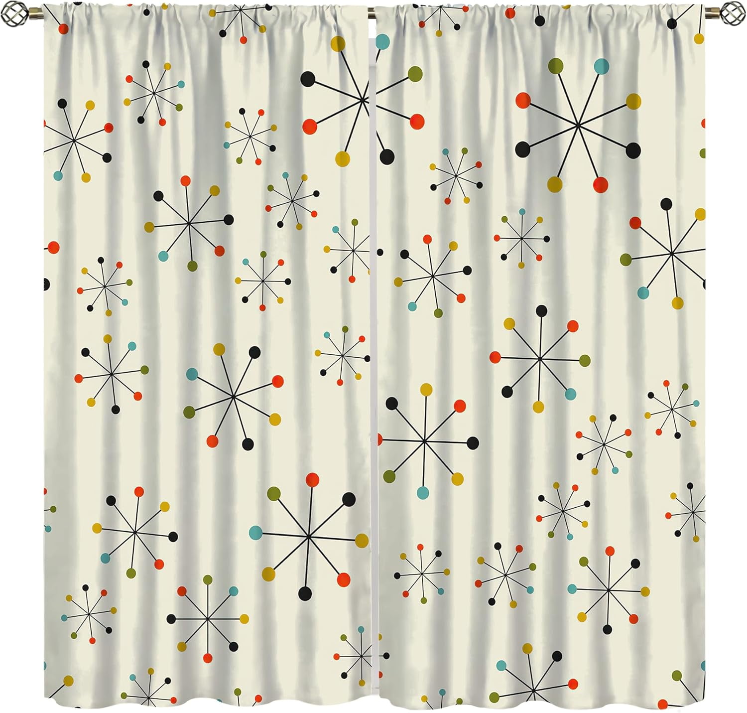 Mid Century Blackout Curtains, 60s Geometric Vintage Mid Century ...