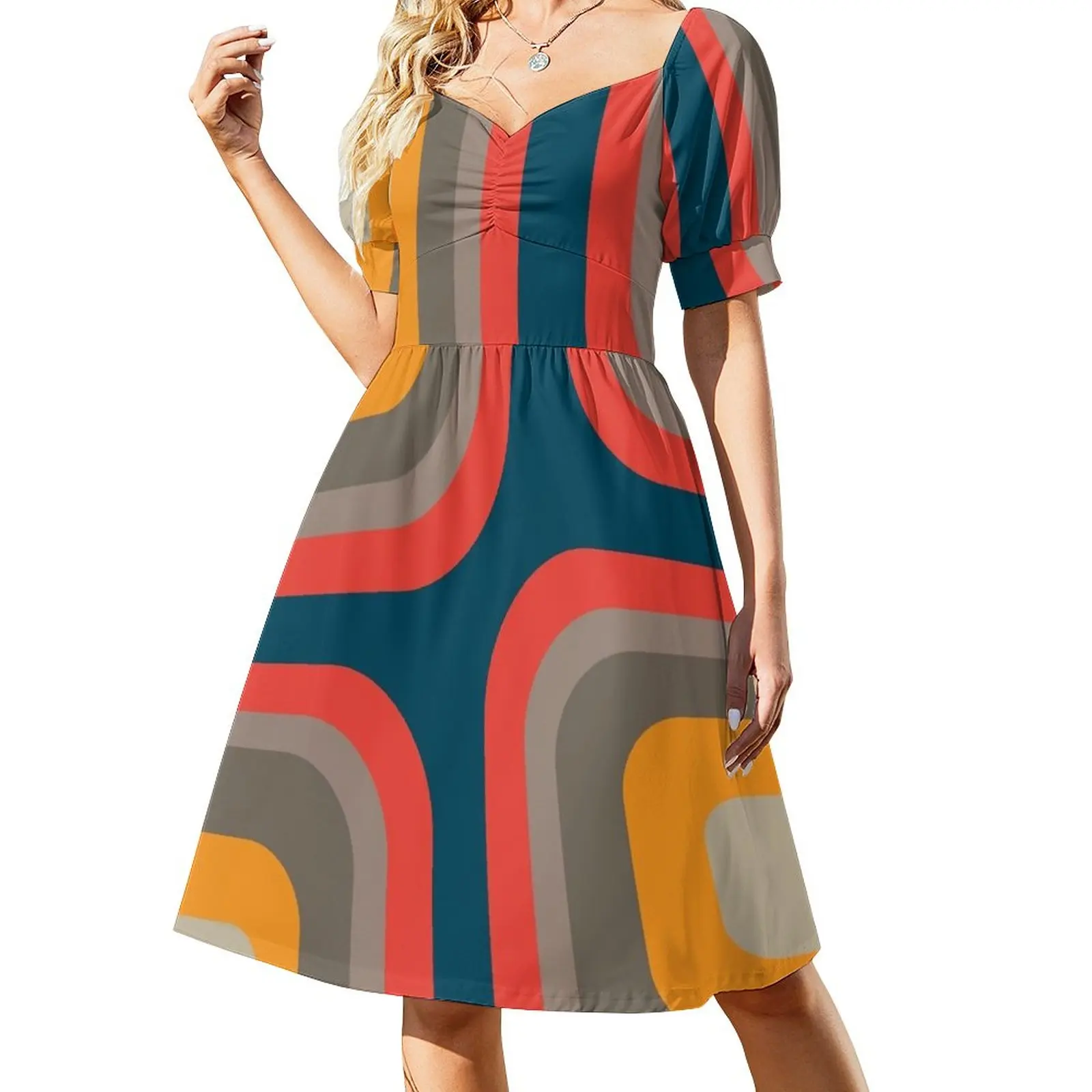 Mid Century Blue Sleeveless Dress summer dresses women 2024 dress party evening elegant luxury ...