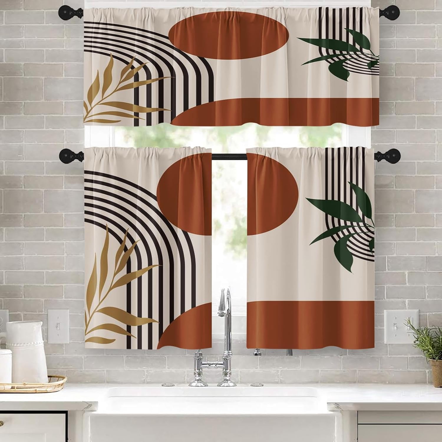 Mid Century Bohemian Kitchen Curtains Minimalist Window Curtains and ...