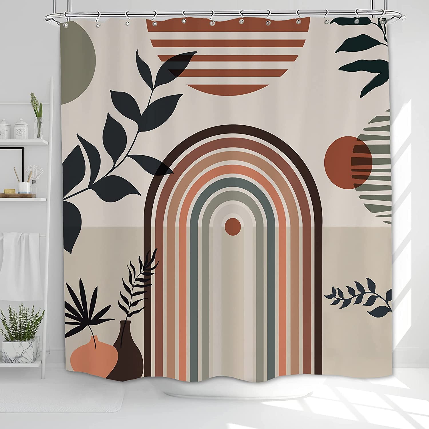 Mid Century Boho Abstract Shower Curtain, Midcentury Modern Bohemian ...