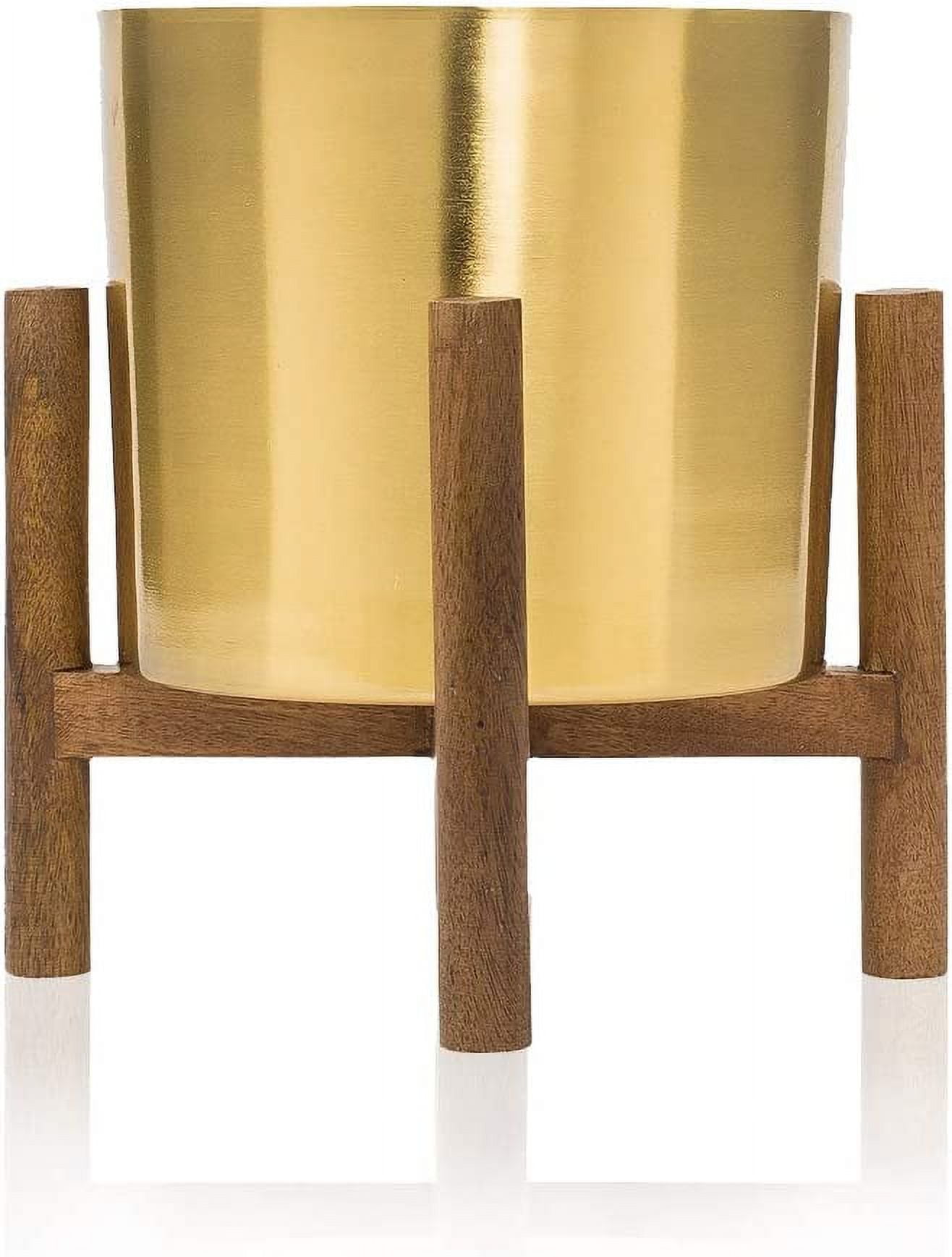 Mid Century Brass Plated Gold Planter with Stand, 7 Inch Large Metal ...