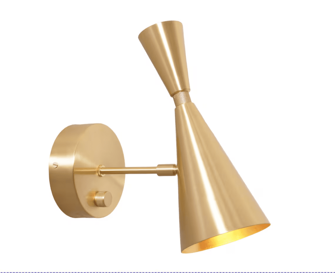 Mid Century Brass Wall Sconce Lamp Light Gold LELO , Italian Ustinov ...