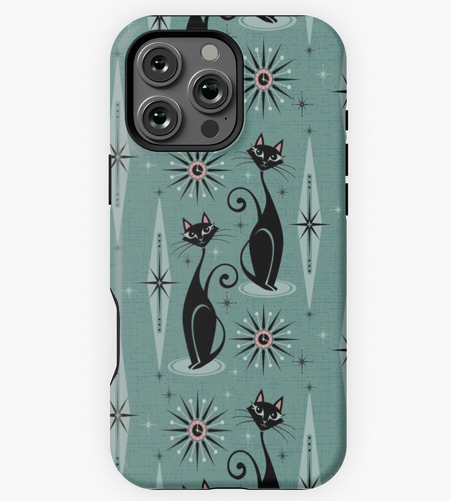 Mid Century Cats and Clocks III GA10233 Phone Case for iPhone 11 to 17 ...