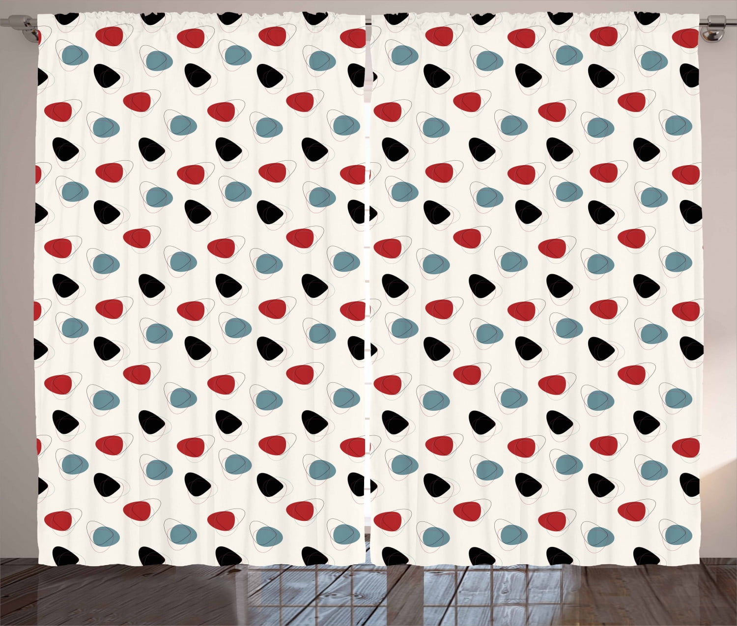 Ambesonne Mid Century Curtains 2 Panel Set, Retro Space Design, 108" x ...