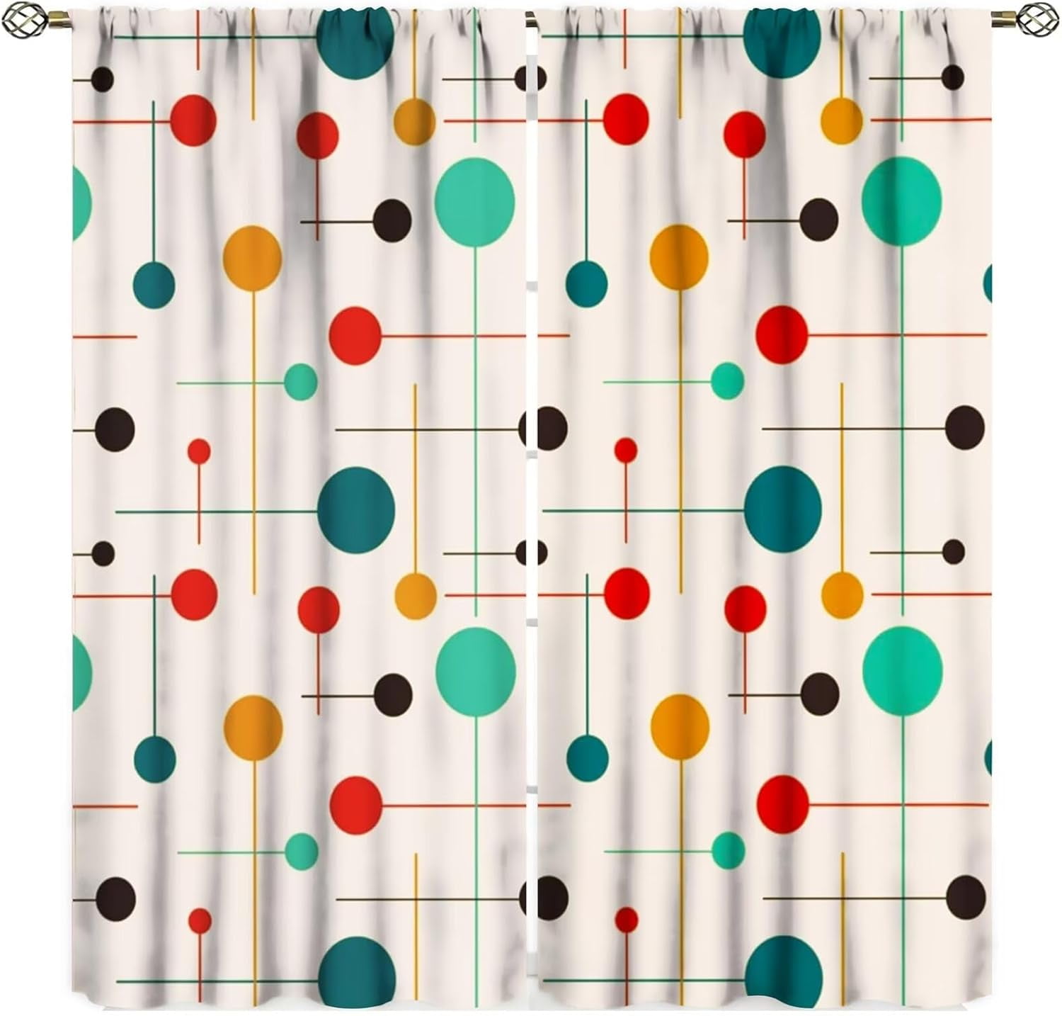 Mid Century Curtains, Modern Retro Atomic Starburst Abstract Geometric ...