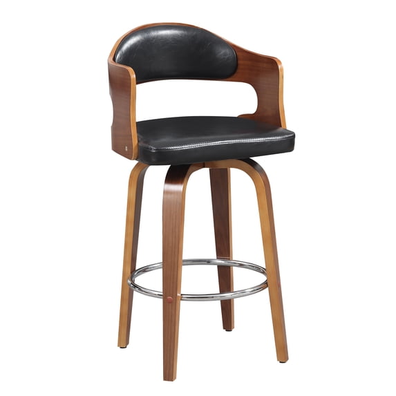 Mid-Century Design Counter Height Chair with Curved Wood Back and ...