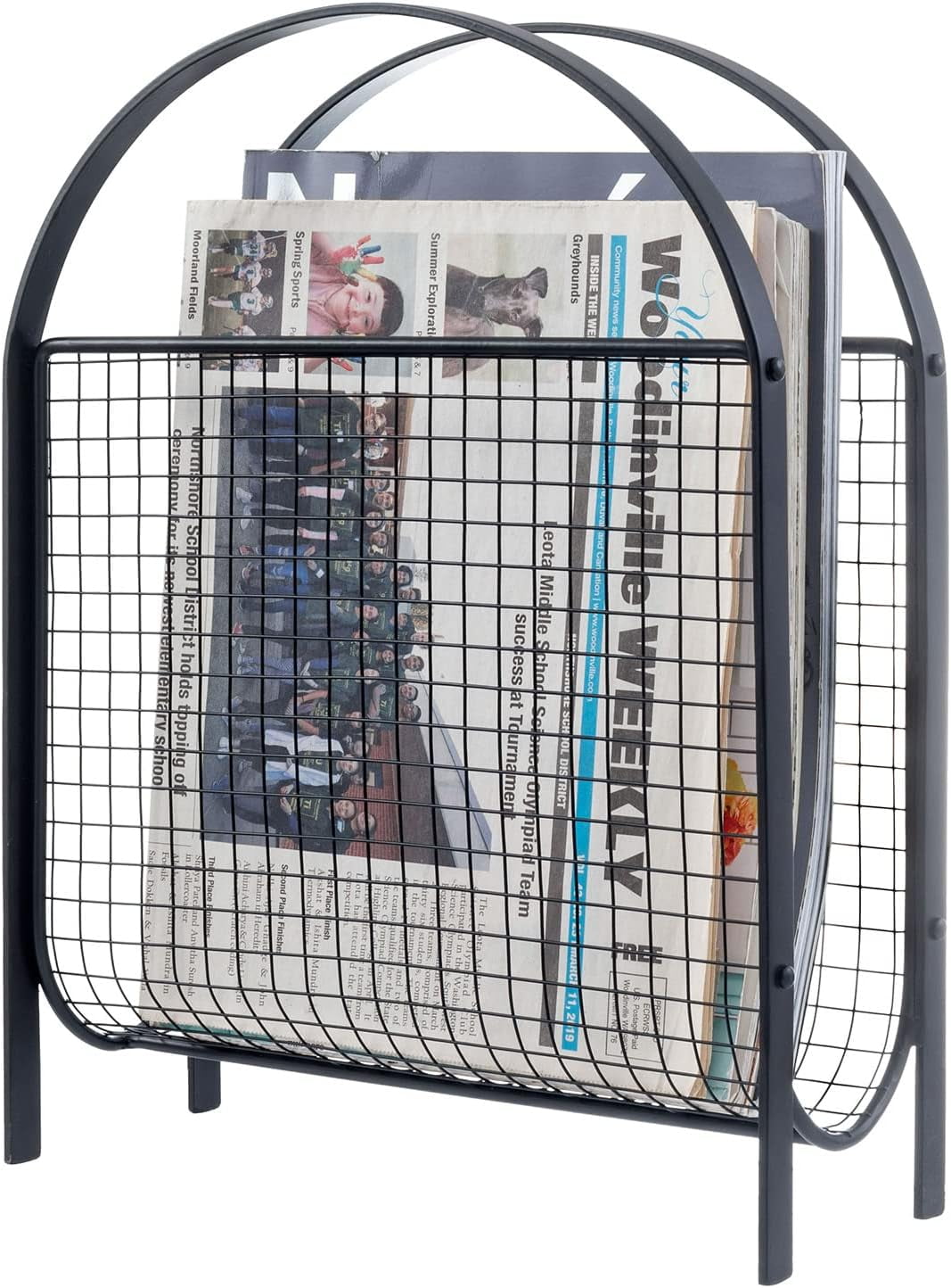 Mid-Century Design Magazine Rack, Matte Black Tone Metal Mesh ...