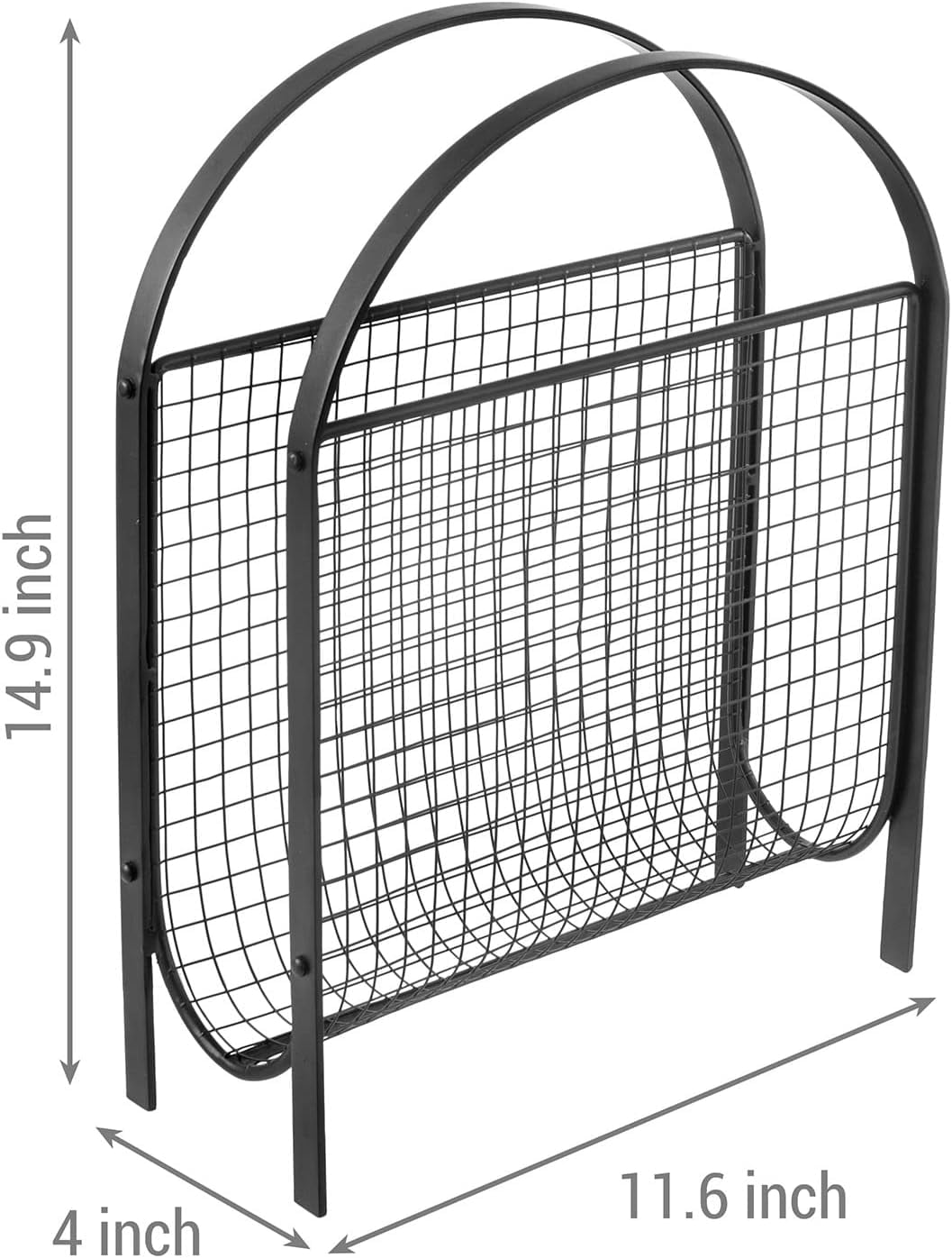 Mid-Century Design Magazine Rack, Matte Black Tone Metal Mesh ...