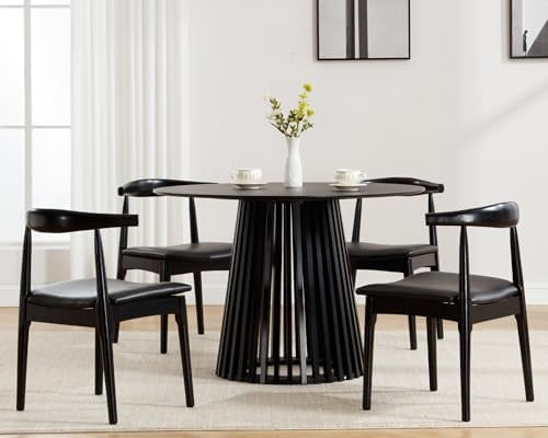 Mid Century Dining Chairs Set of 4, Faux Leather Upholstered Dining ...