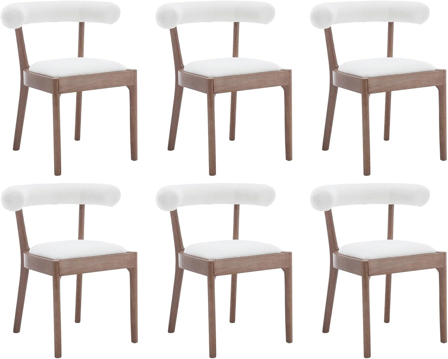 Mid Century Dining Room Chairs Set of 2 Comfy Faux Fur Wooden Side ...