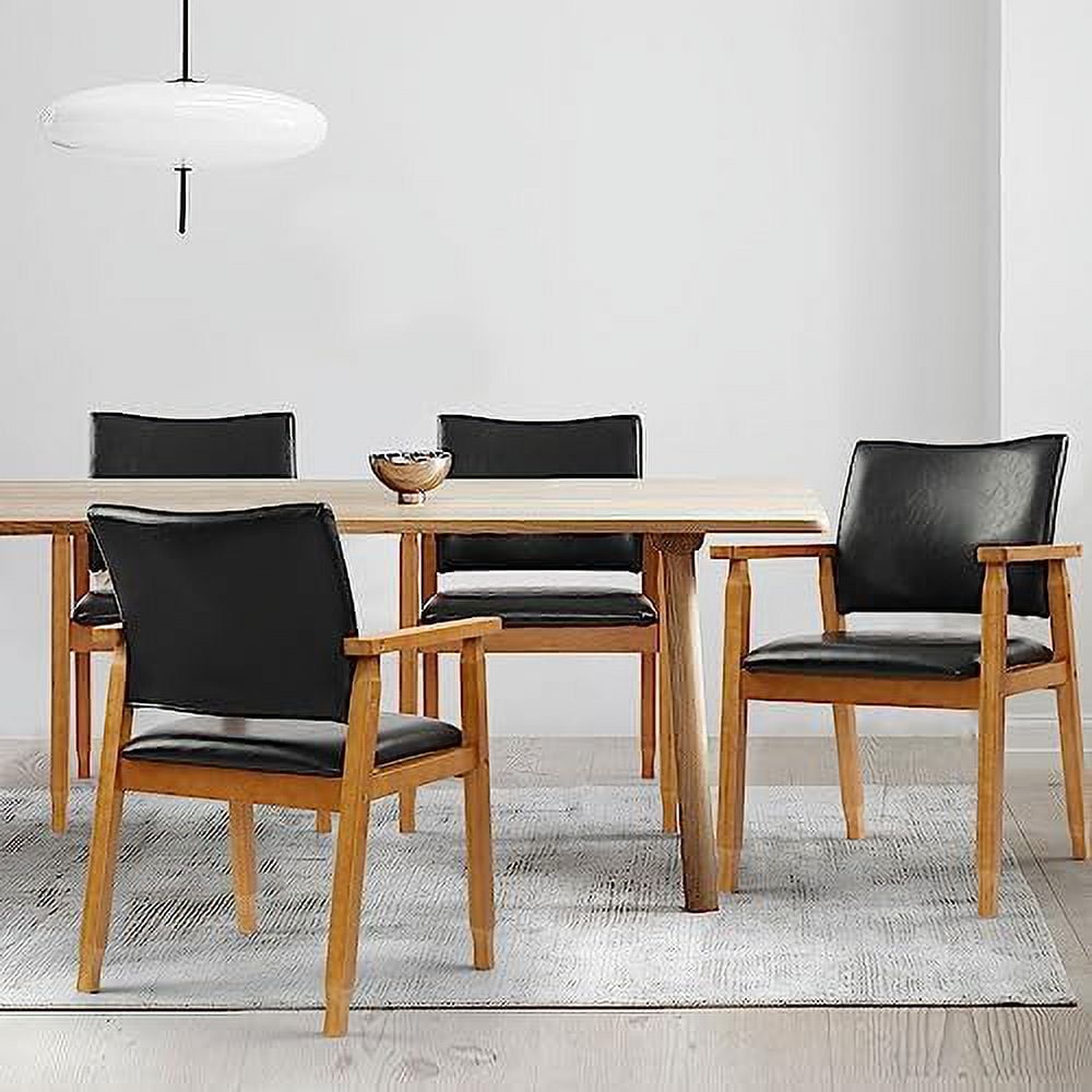 Mid-Century Dining Side Chair with Faux Leather Seat in Tan Arm Chair ...