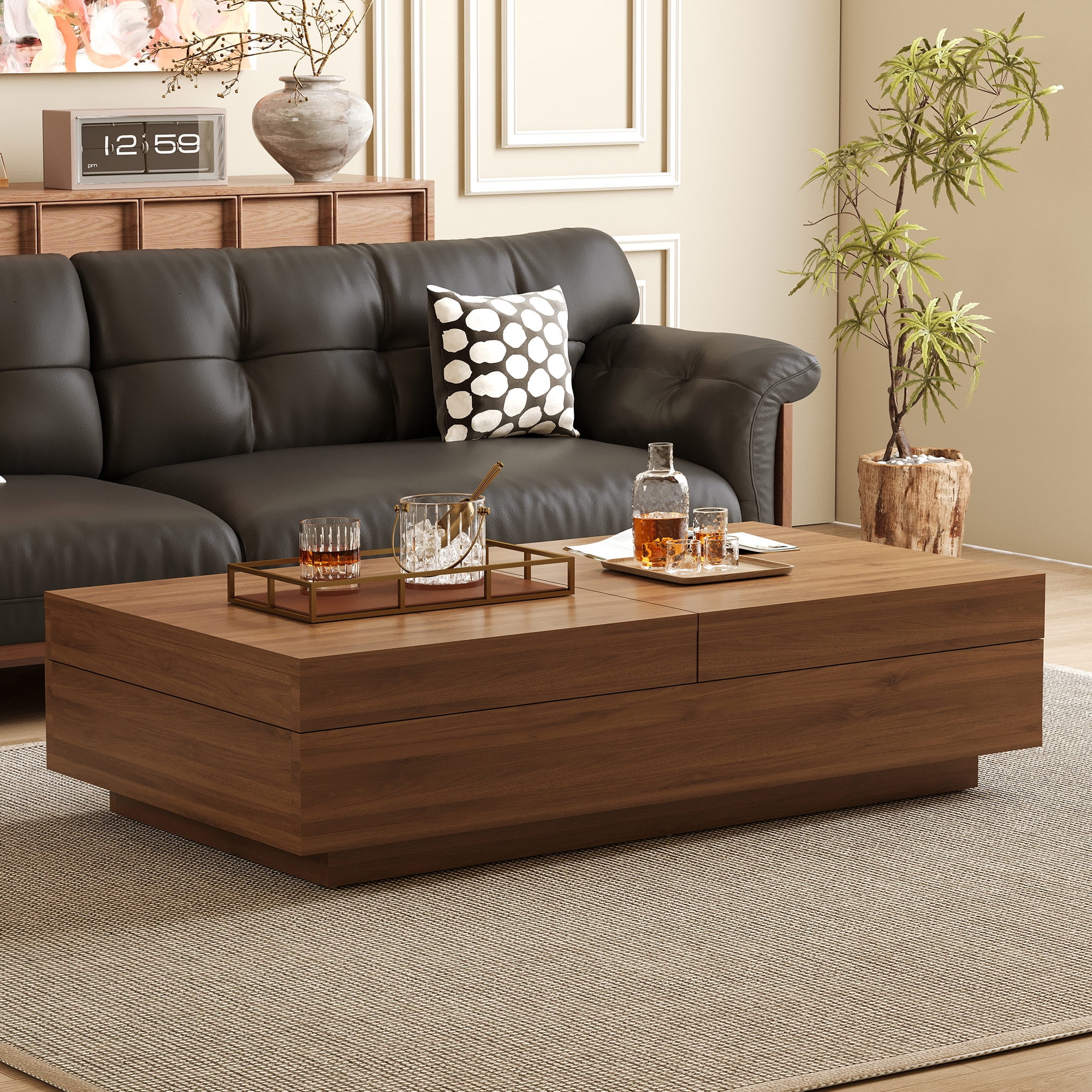 Mid-Century Expandable Coffee Table with Storage – 47.2"-81.9 ...