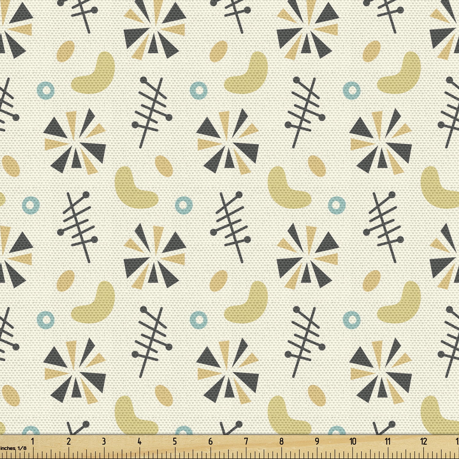 Ambesonne Mid Century Fabric by the Yard Upholstery, Abstract Motifs ...