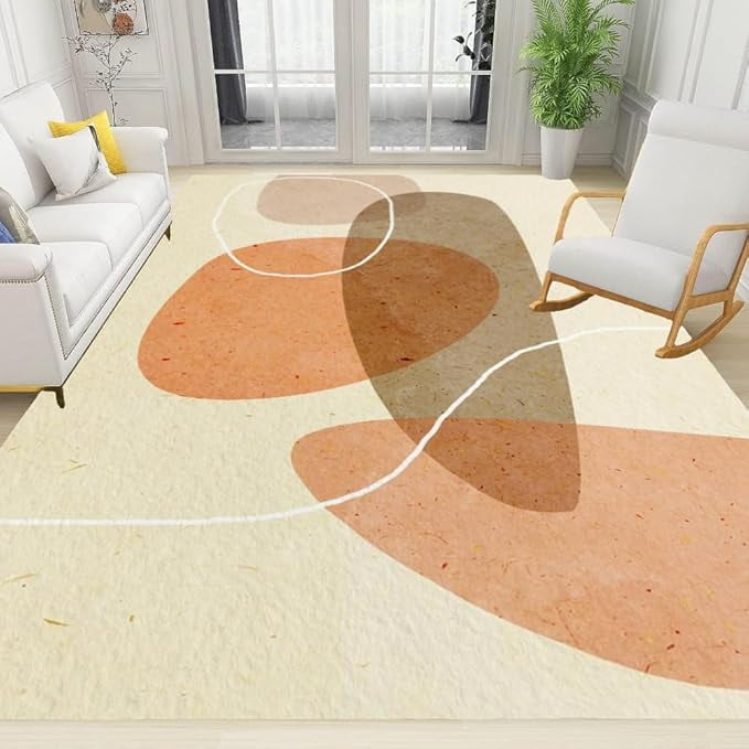 Mid Century Geometry Area Rug For Bedroom, Modern Abstract Geometric ...