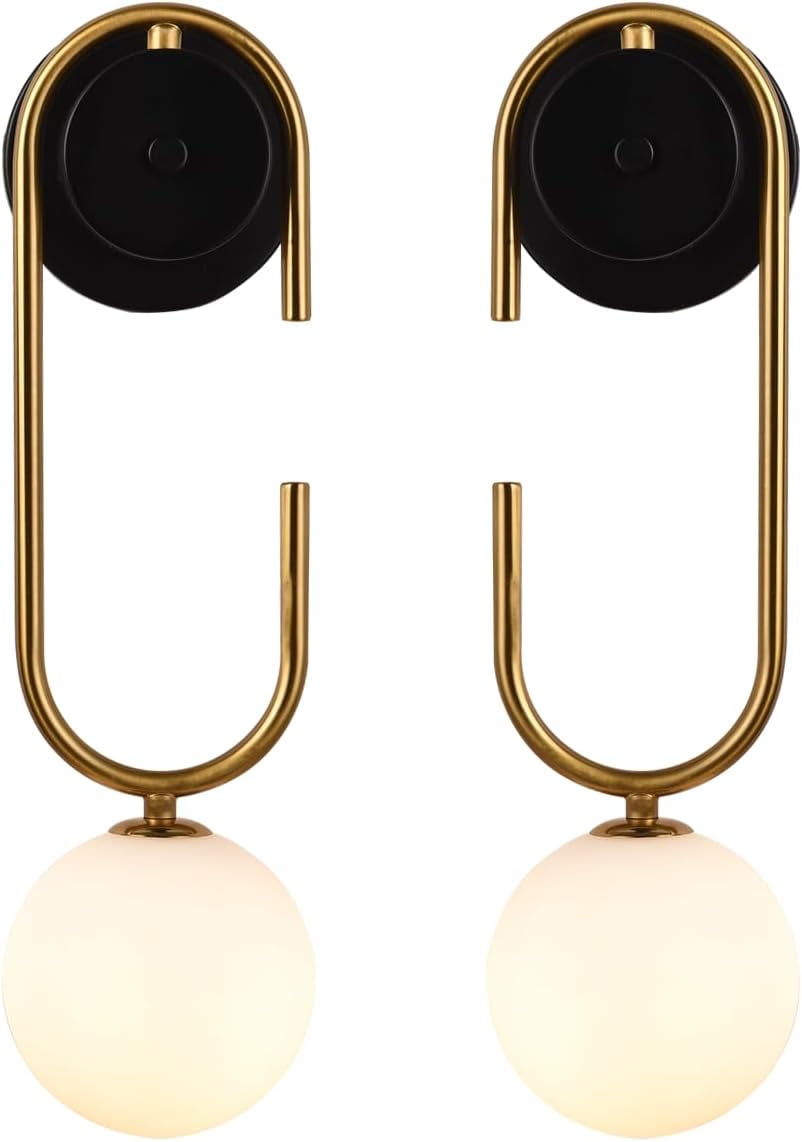 Mid Century Gold Wall Sconce Set of 2 Modern C-Shape Linear Wall Light ...