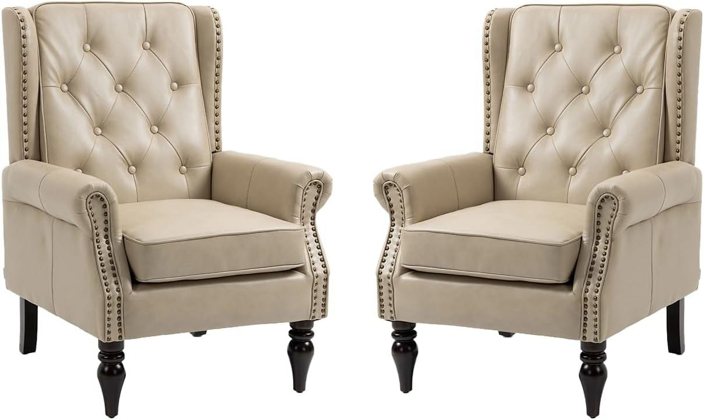 Mid-Century High Wingback Chair, Microfiber Accent Chair Armchair with ...