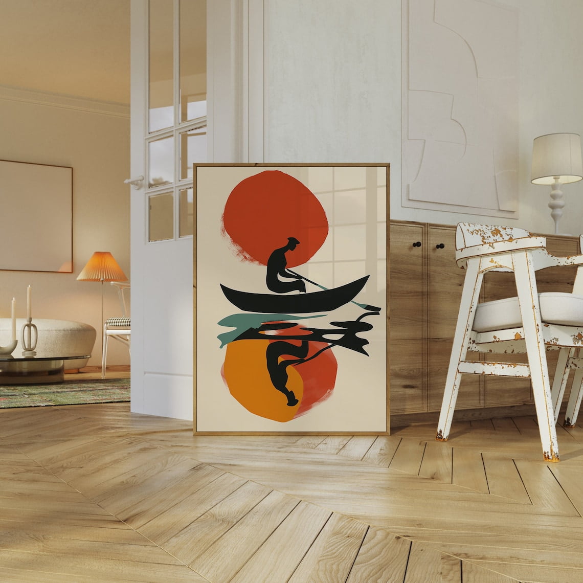 Mid Century Inspired Abstract Japandi Wall Art, Unframed Paper Print ...