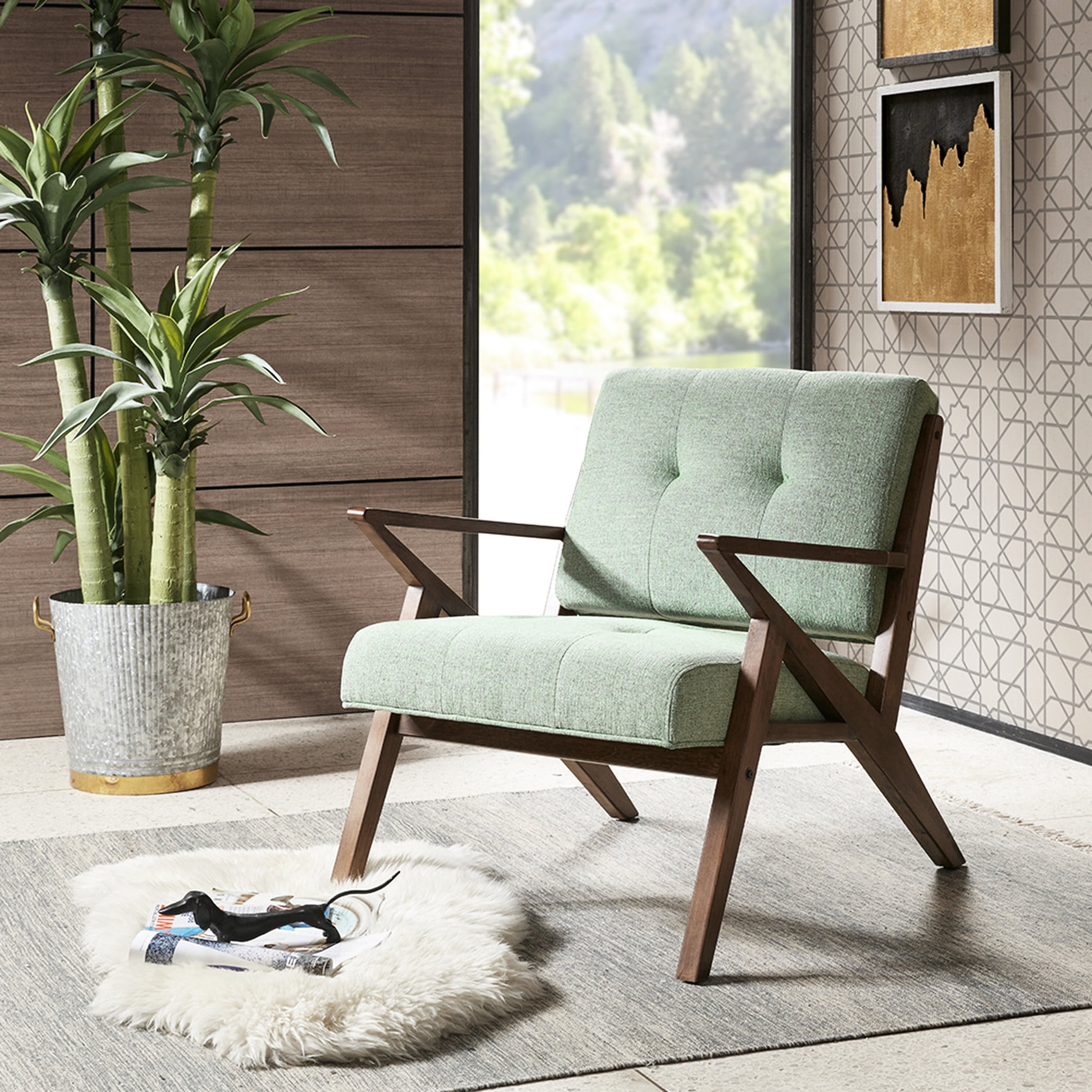 Mid Century Inspired Lounge Chair | Tufted Look for Decorative Living ...