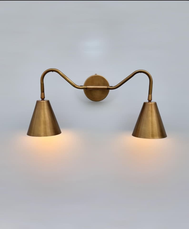 Mid Century Italian Brass Wall Sconce Light Fixture, Lobby Light, Brass ...