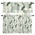 Mid Century Kitchen Curtains Valance and Tier Set Matcha Color Lines ...