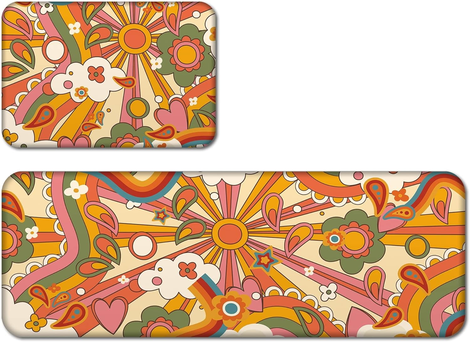 Mid-Century Kitchen Rug Set of 2 Modern Retro 70s Kitchen Mats for ...