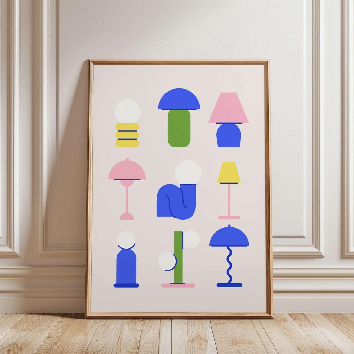 Mid Century Lamps Poster Retro Bar Cart Wall Art Poster Decor For ...