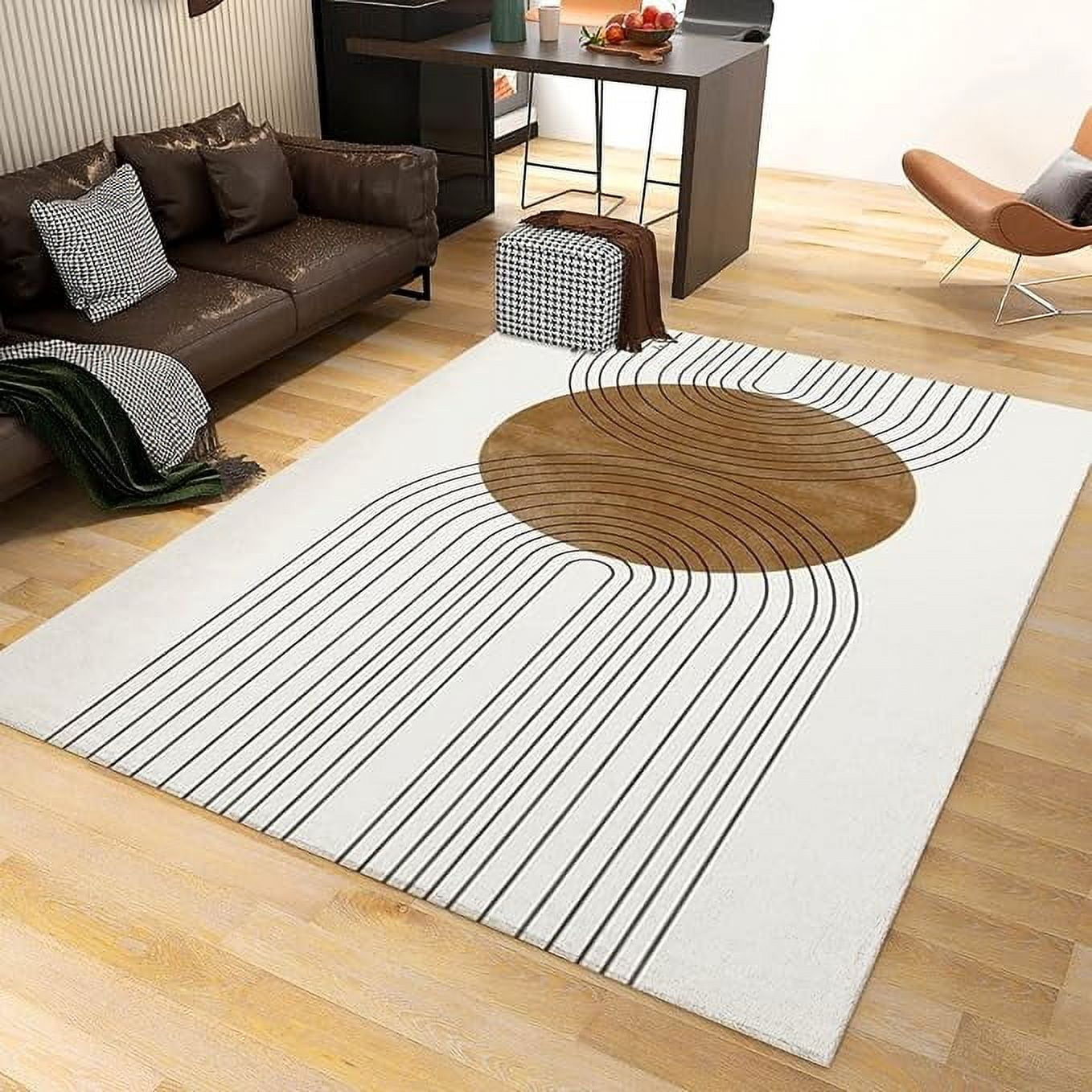 Mid Century Line Art Area Rug, Modern Geometry Living Room Rugs, Easy ...