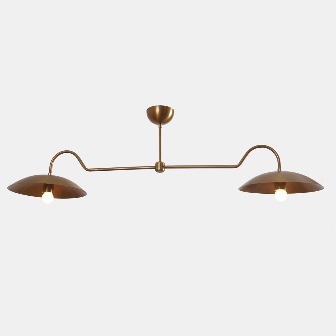 Mid Century Linear Double Shade Chandelier Sputnik Linear Brass Pendant ...