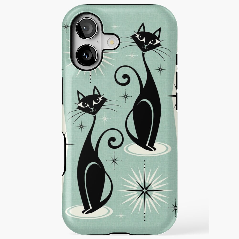 Mid Century Meow Retro Atomic Cats Mint Graphic Case with iPhone 11 to ...