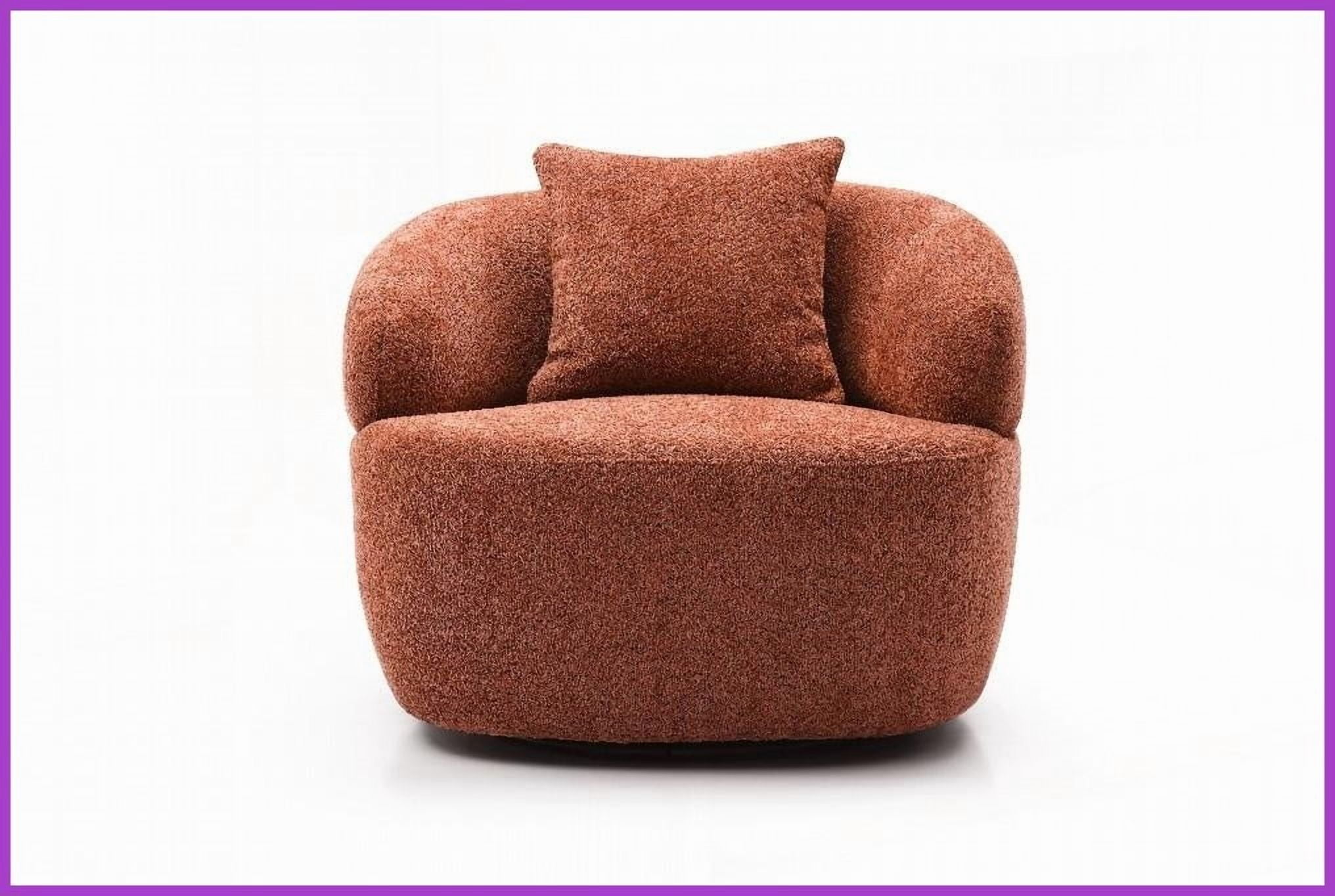 Mid Century Modern 1-Seat Boucle Fabric Swivel Sofa, 360° Rotation ...