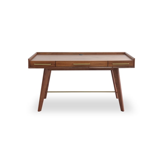 Mid-Century Modern 3-Drawer Writing Desk, Walnut Stain - Walmart.com