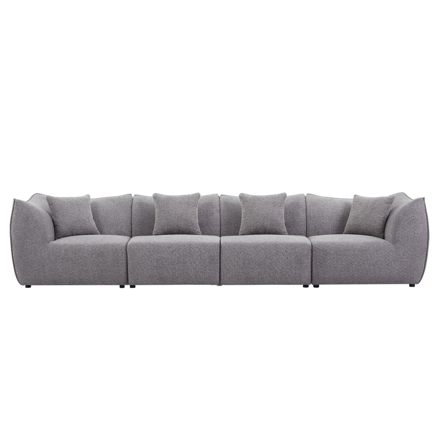 Mid-Century Modern 4 Seater Sofa with Curved Armrests, 145'' Deep Seats ...