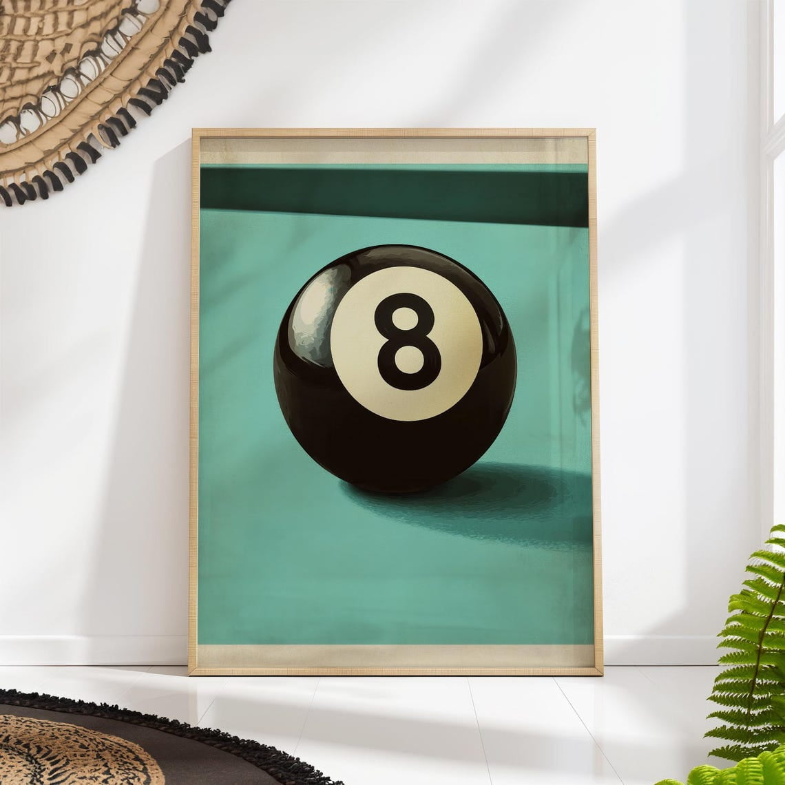 Mid Century Modern 8-Ball Pool Art Print Vintage Billiards Decor Game ...