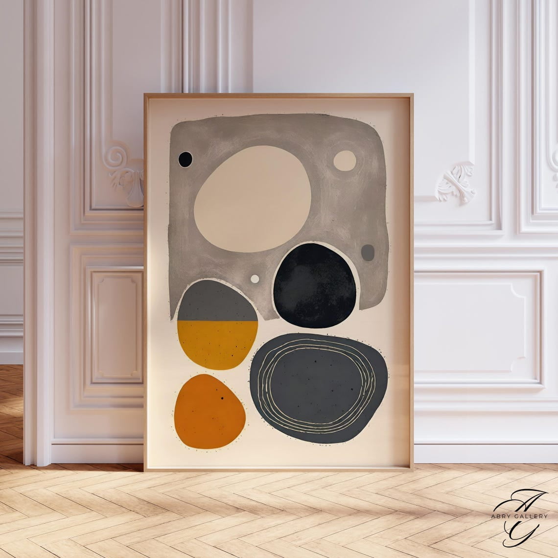 Mid Century Modern Abstract Art Poster: Earthy Geometric Shapes ...