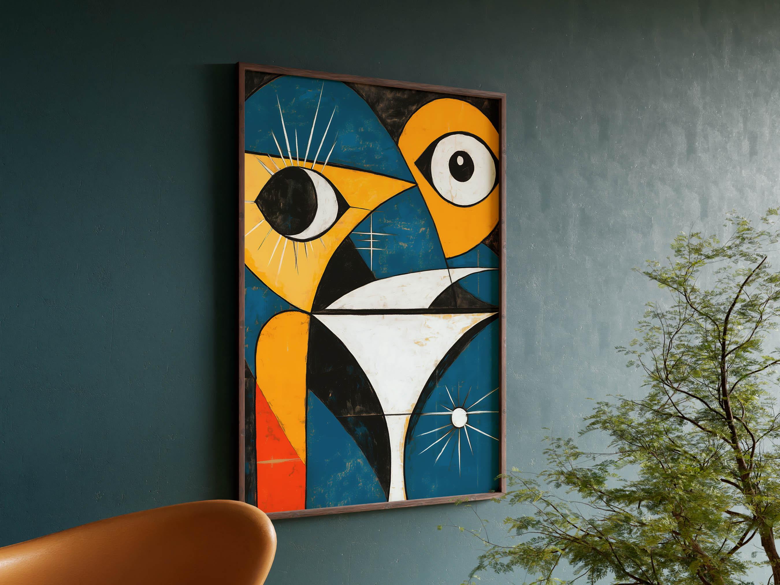 Mid Century Modern Abstract Cubist Art Print, Surreal Wall Art for Bold ...
