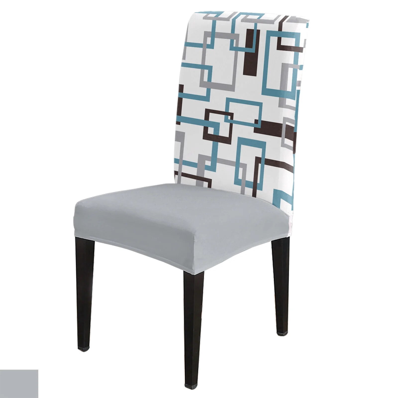 Mid Century Modern Abstract Geometry Blue White Chair Cover 6pcs Dining ...
