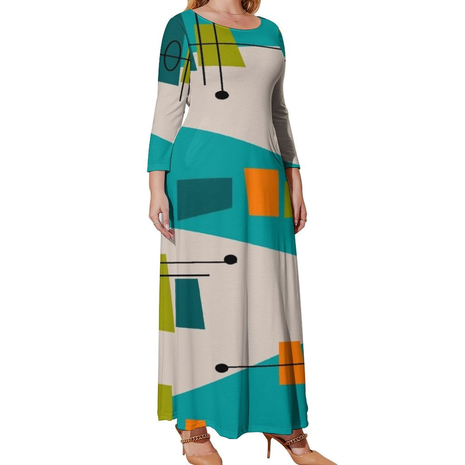 Mid-Century Modern Abstract Space Age Long Sleeved Dress dress luxury ...