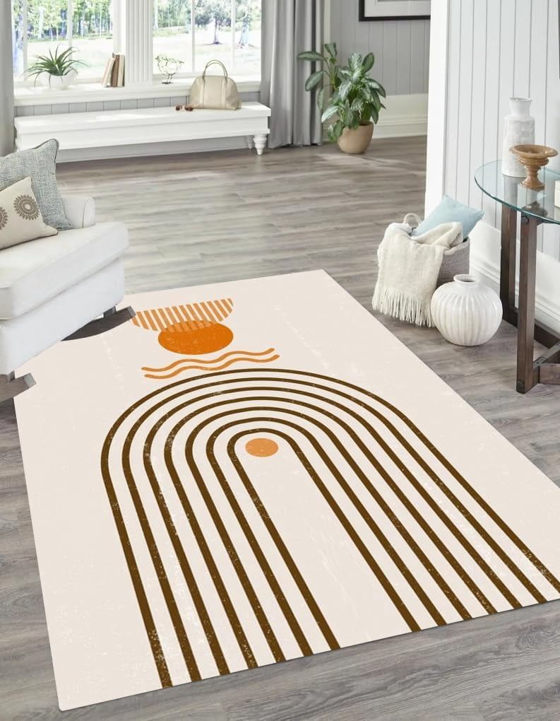 Mid Century Modern Abstract Sun Print Area Rug 3' x 4' Arch Lines ...