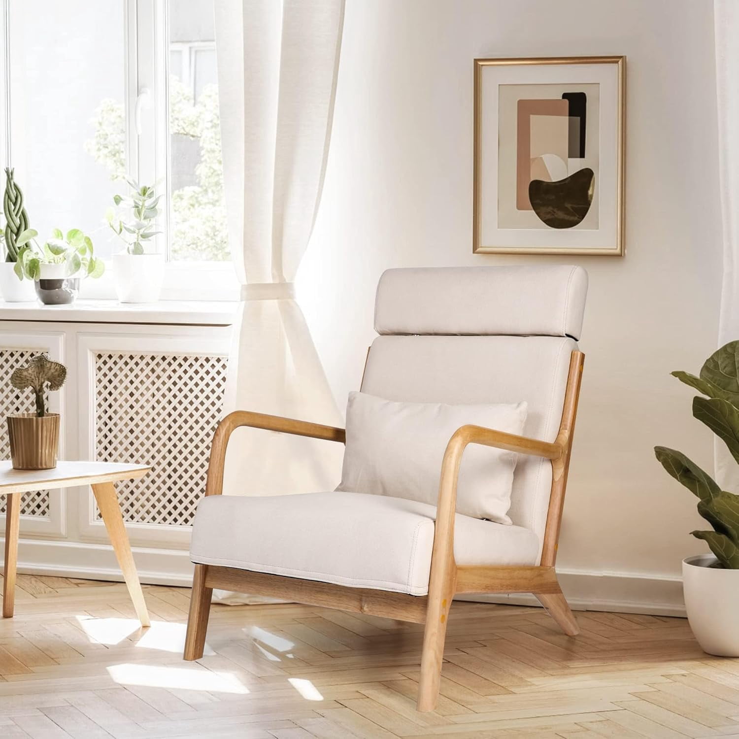 Mid-Century Modern Accent Armchair with Extendable Headrest ...