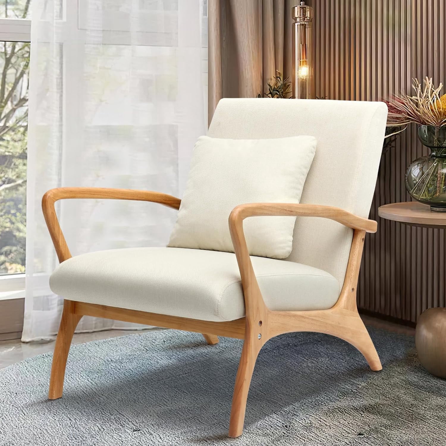 Mid-Century Modern Accent Chair with Cushion, 28.3'' Long Armrest ...