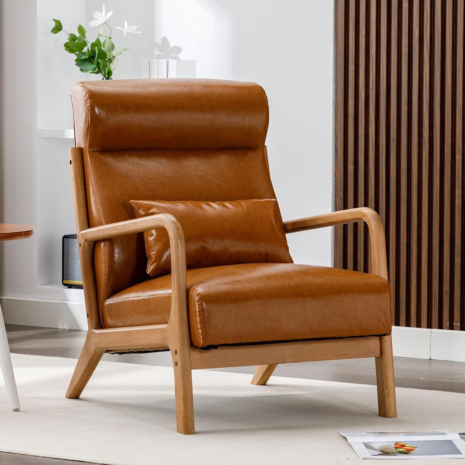 Mid Century Modern Accent Chair with High Back, Single Lounge Armchair ...