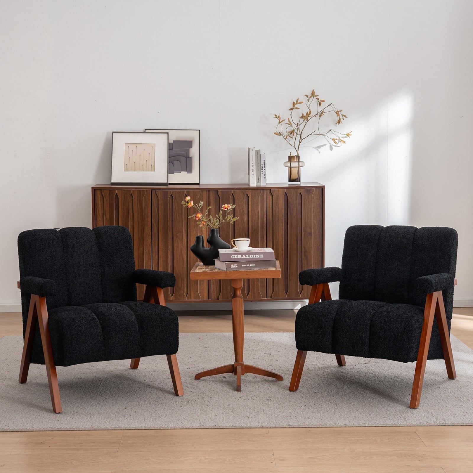 Mid-Century Modern Accent Chair Set of 2, Cloud-Shaped Chenille Lounge ...