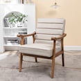 Mid-Century Modern Accent Chair - Solid Wood Frame, Leather Look ...