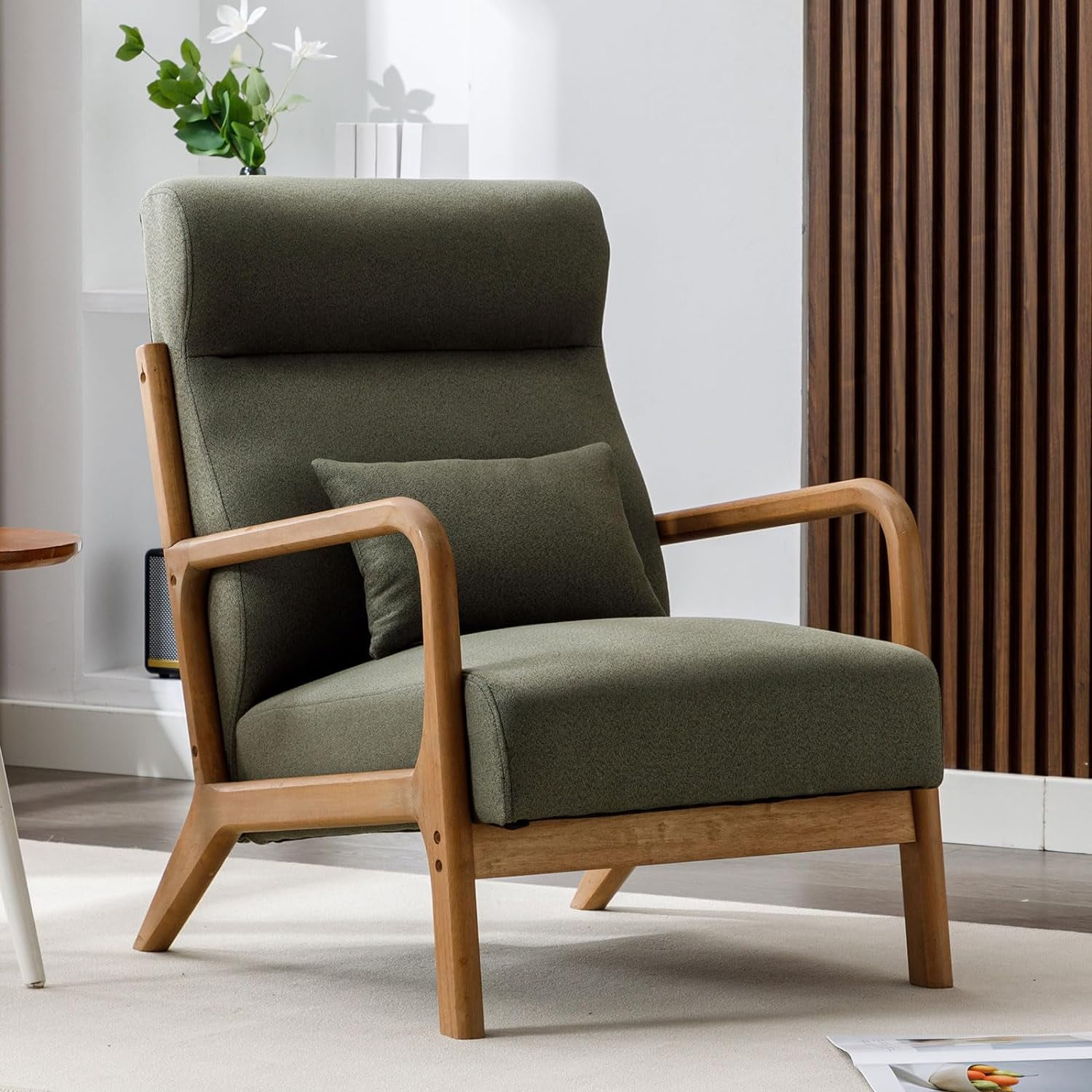Mid Century Modern Accent Chair with High Back, Single Lounge Armchair ...